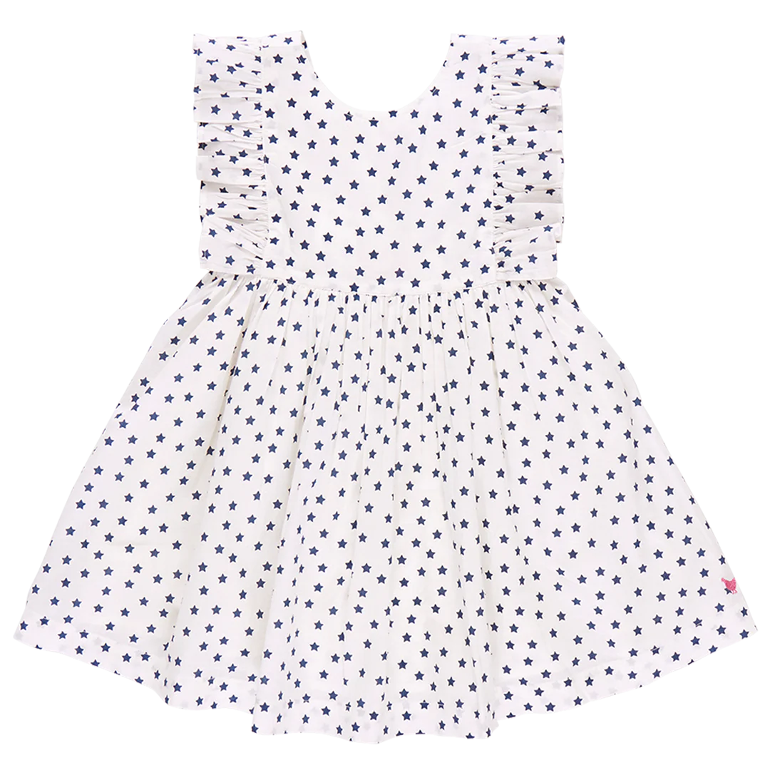 Girls Marceline Dress - Cream Ditsy Stars – Simone